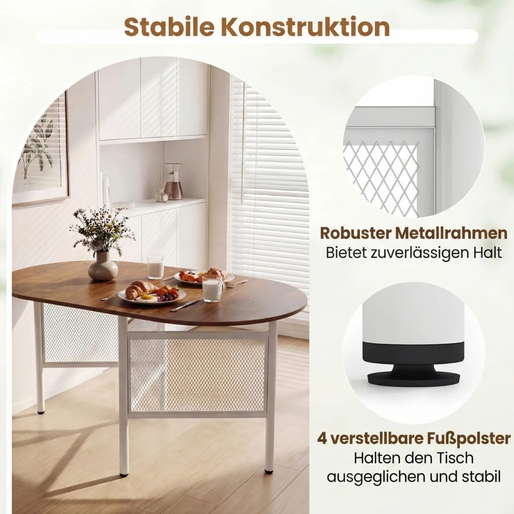Costway Skládací jídelní stůl pro 6-8 osob Prostorově úsporný Oválný Natural