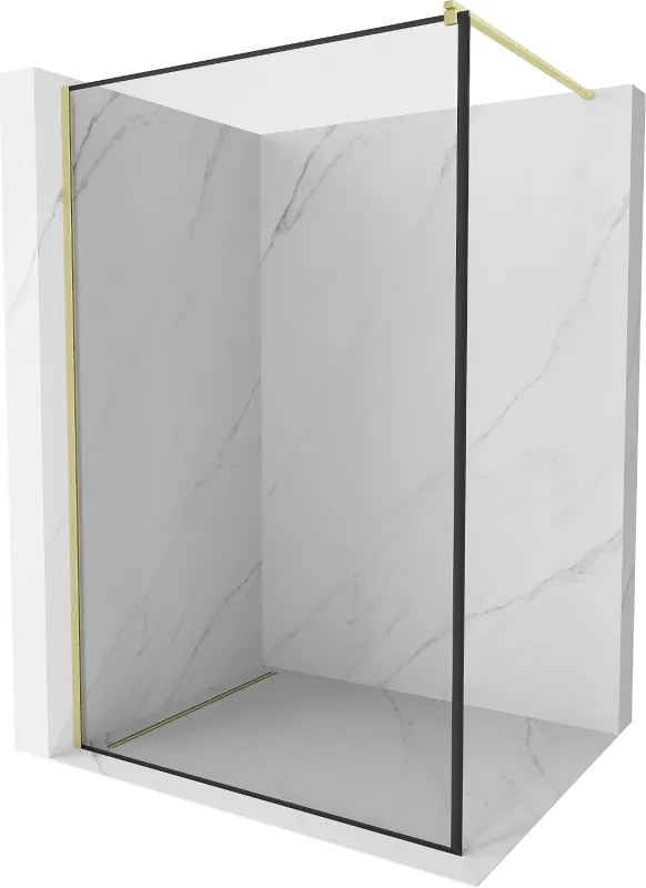 Mexen Kioto, sprchová zástěna Walk-In 120 x 200 cm, 8mm čiré sklo černý vzor, ​​zlatý matný profil, 800-120-101-55-70