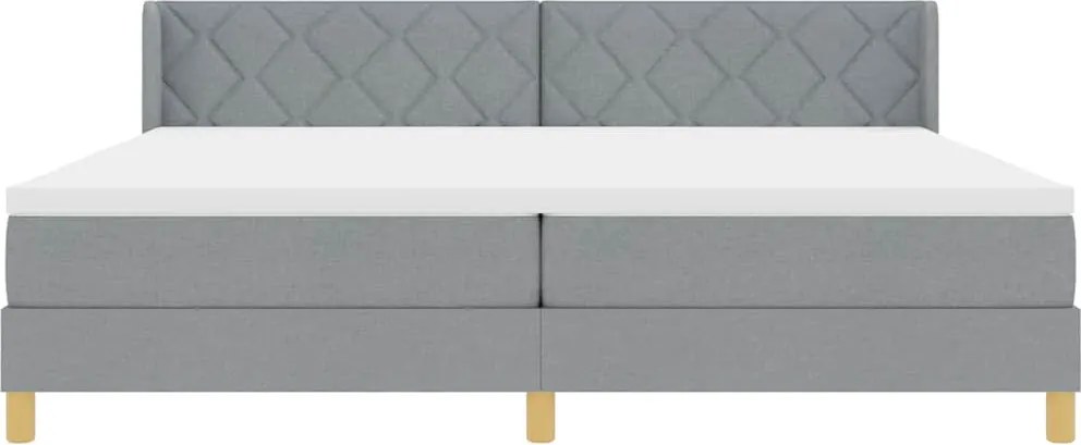 Postel s boxspringem s čelo Světle šedá 200 x 200 cm textil 3341377