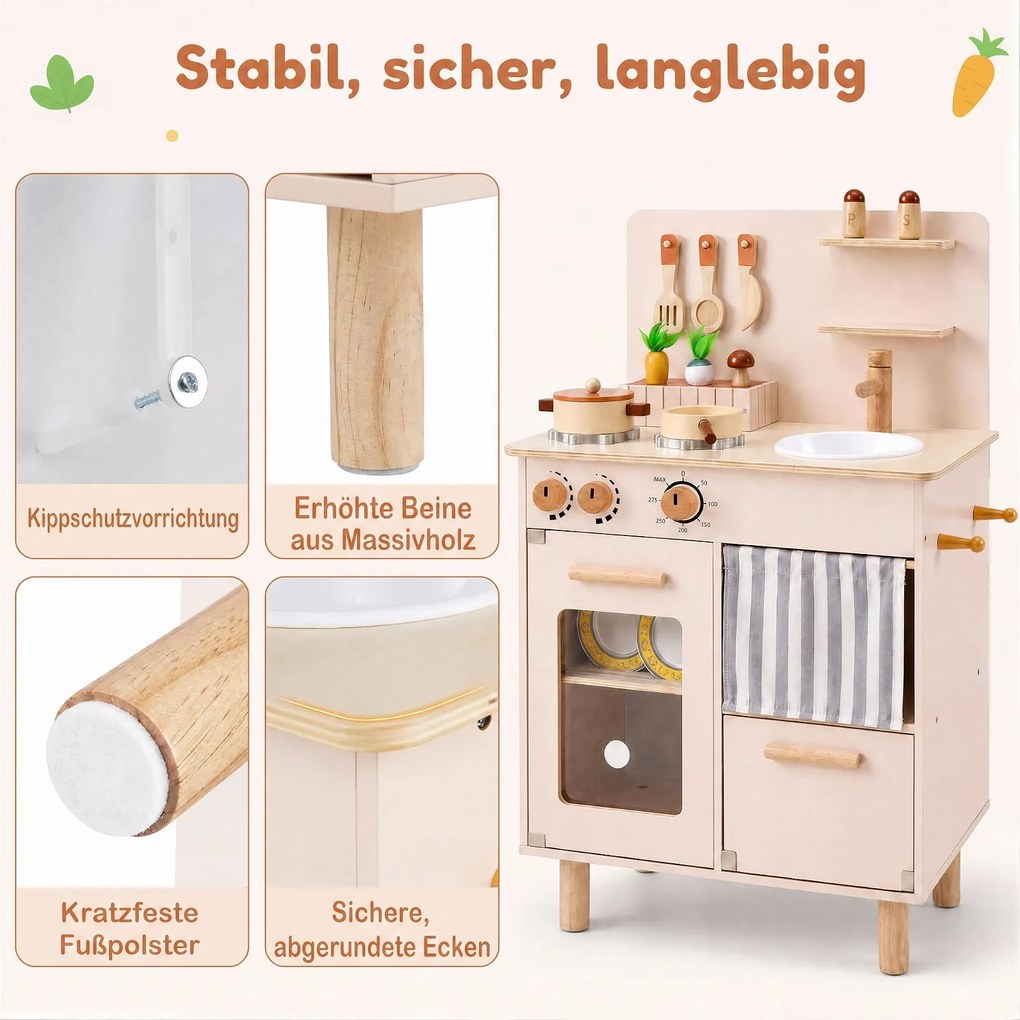 Costway Dětská kuchyňka pro panenky se sporákem, dřezem a myčkou pro děti od 3