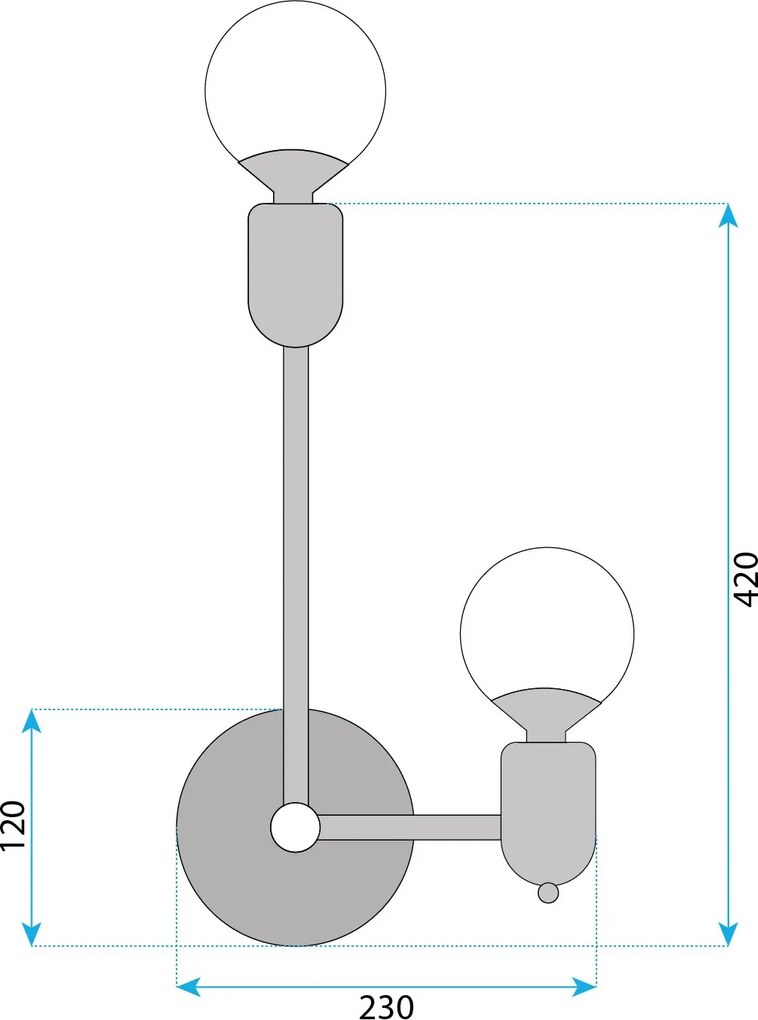 Toolight Toolight, nástěnné svítidlo 40cm, 2xE27, APP1707-2W, černá-zlatá, OSW-03626