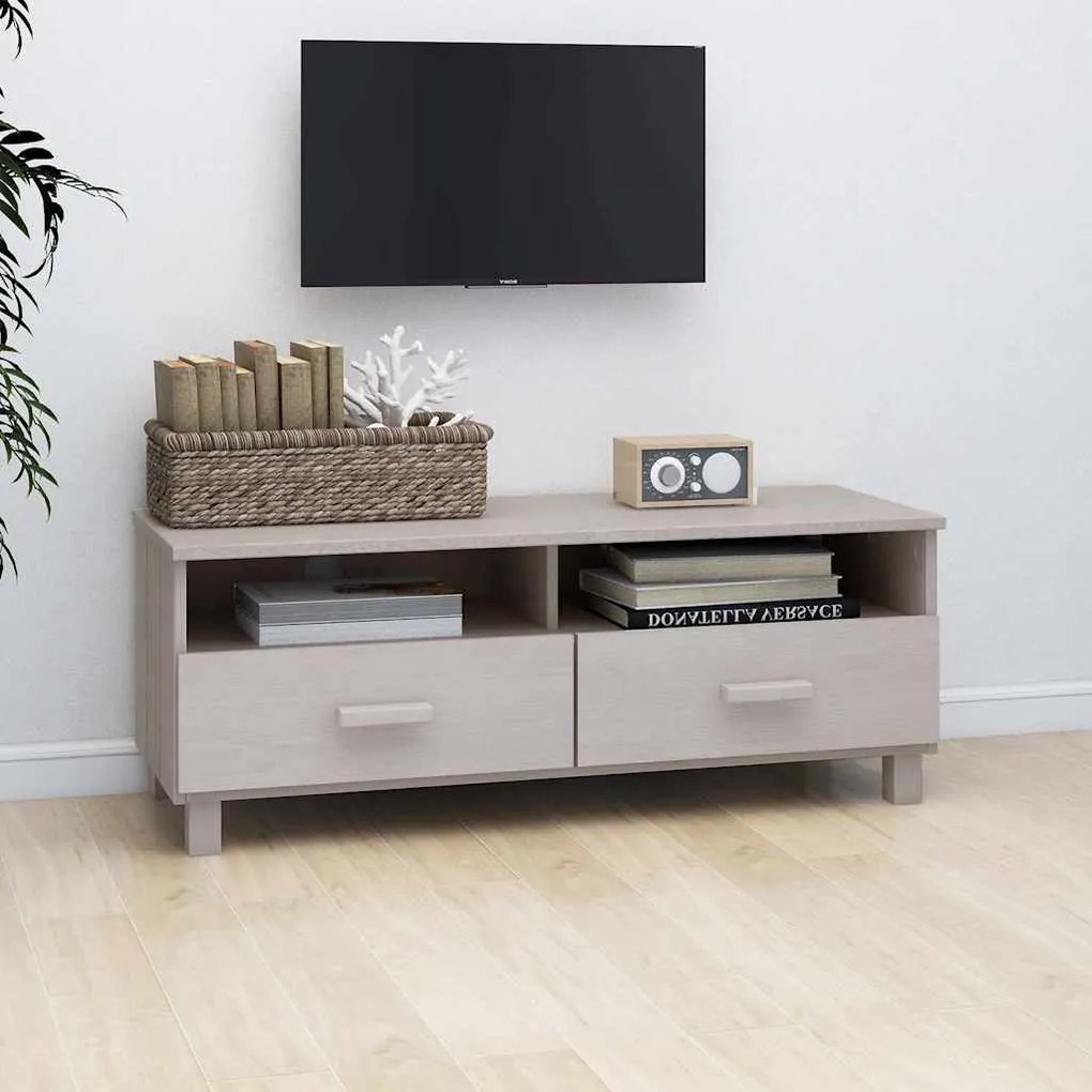 TV stolek HAMAR bílý 106 x 40 x 40 cm masivní borovice 340469