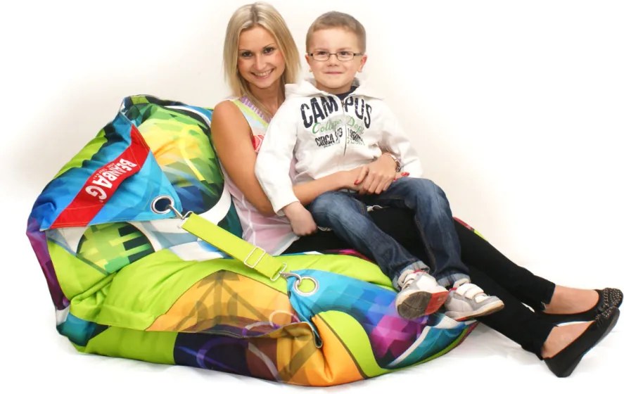 BeanBag Designový sedací vak 189x140 Abstrakt s popruhy
