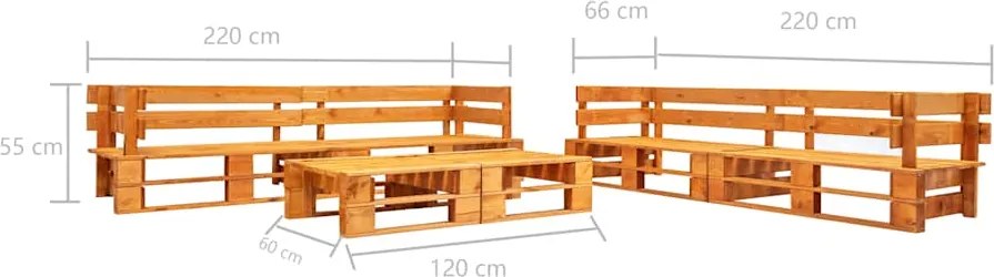 6dílná zahradní sedací souprava z palet dřevo medově hnědá 277469