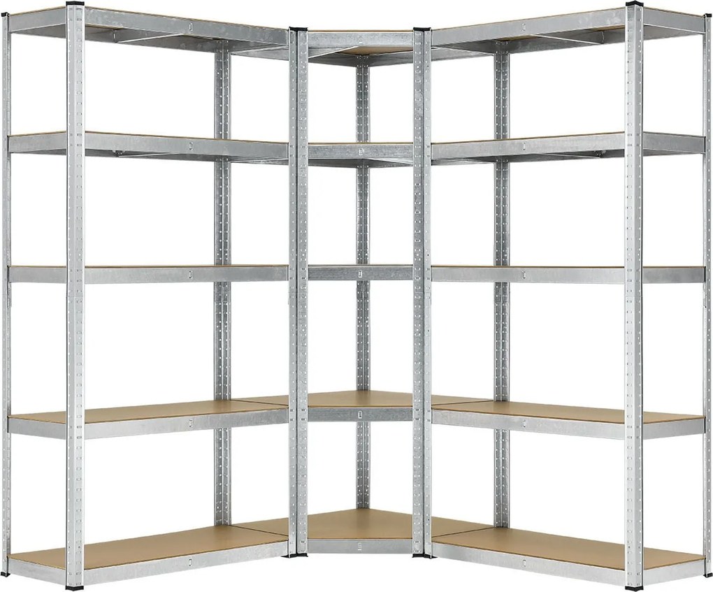 Juskys Sada tří kovových regálů Corner a Basic Barva: stříbrná