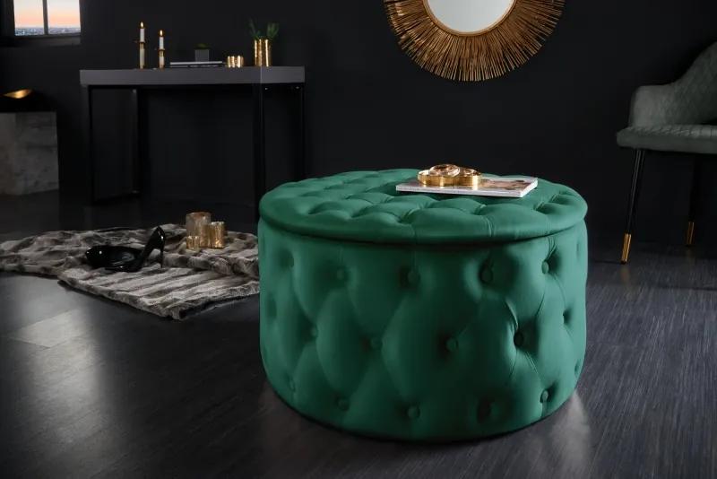 Noble Home Smaragdový sametový taburet Modern Barock 75 cm