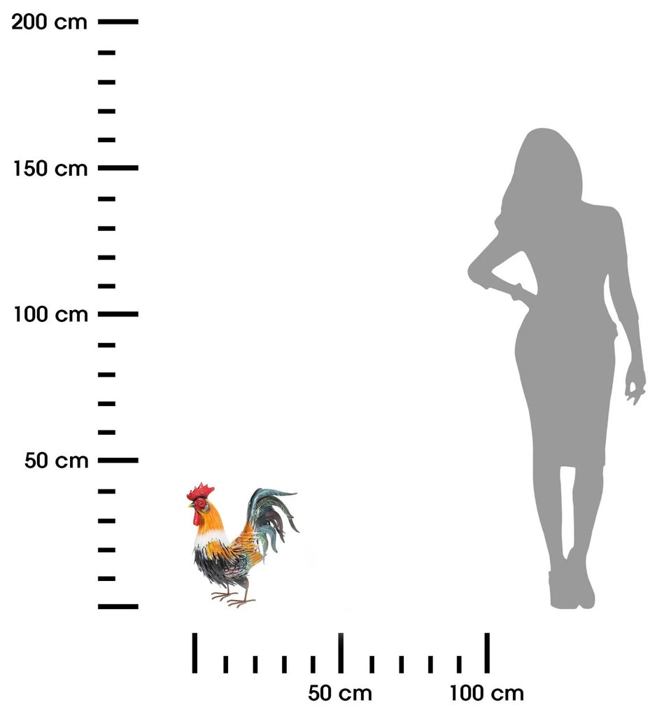 Zahradní kovová figurka Rooster 1, 40,5 cm, vícebarevná