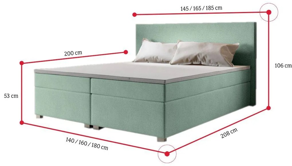 Expedo Postel Boxspring ISLAND + rošt + matrace + topper, 140x200, Cosmic 10