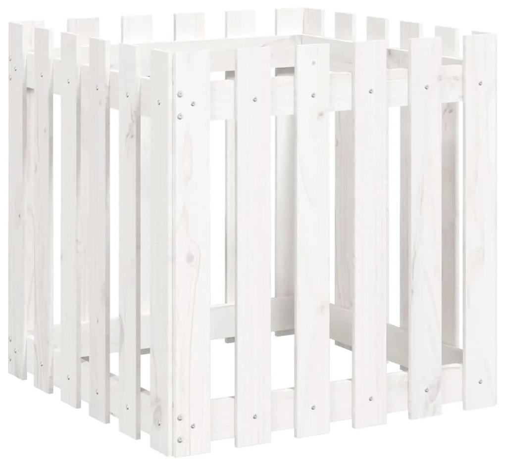 vidaXL Zahradní truhlík plotový design bílý 60x60x60 cm masiv borovice