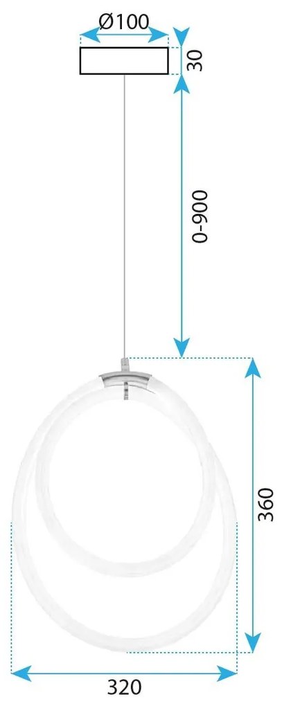 Toolight Toolight, LED závěsné svítidlo G021-CP, bílá-zlatá, OSW-06372