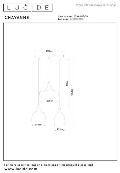 Lucide 05446/13/30 - Lustr na lanku CHAYANNE 3xE14/10W/230V
