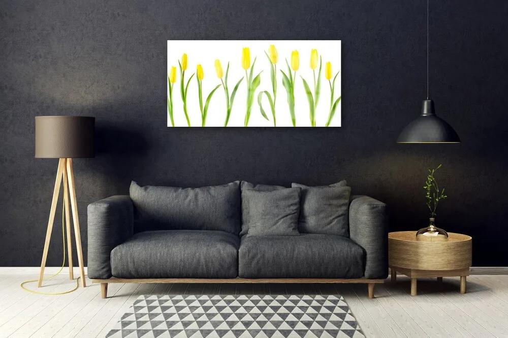 Obraz na skle Žluté Tulipány Květiny 140x70 cm