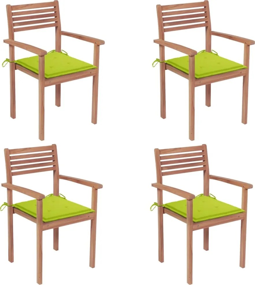 vidaXL Zahradní židle 4 ks podušky masivní teak [3062297] Barva: Vzor červená kostka