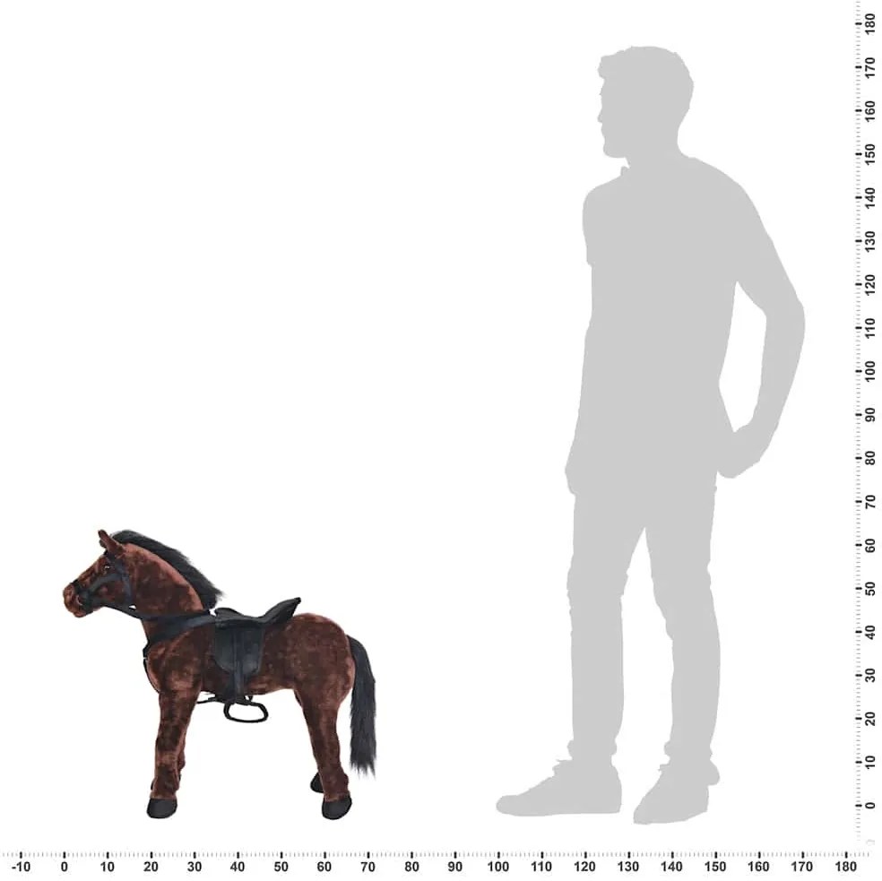 vidaXL Stojící plyšová hračka kůň tmavě hnědý XXL