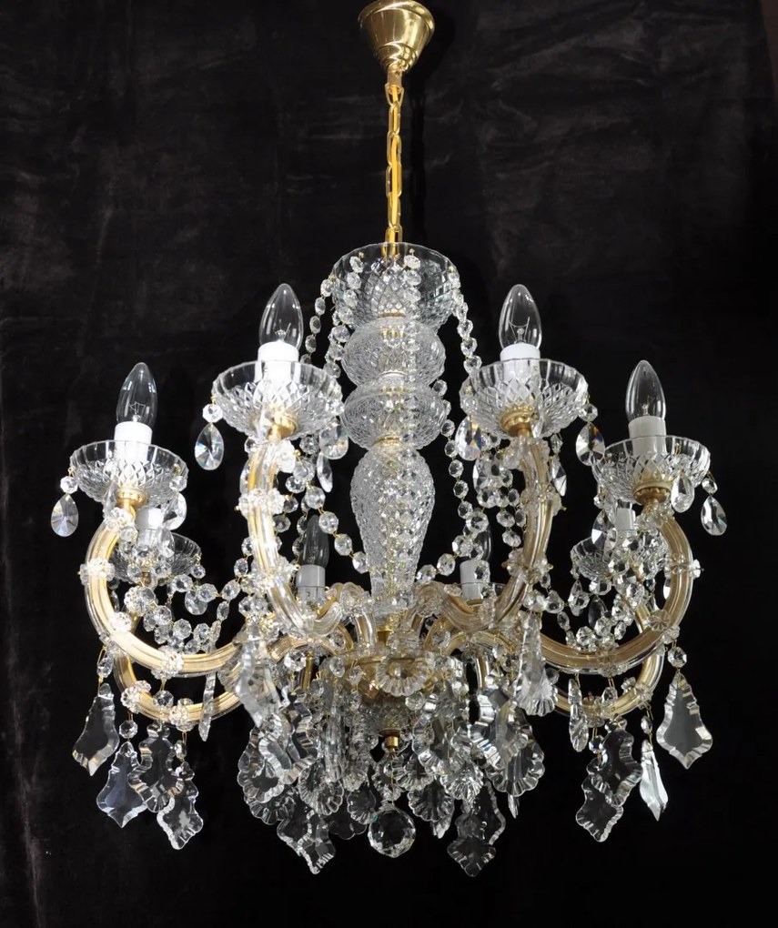 8 flames Maria Theresa crystal chandelier with cut  Pendeloques