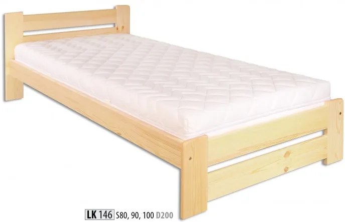 HMmax Postel jednolůžková LK 146 masiv borovice rozměry postele: 80 x 200, Barevné provedení dřeva: natural - přírodní