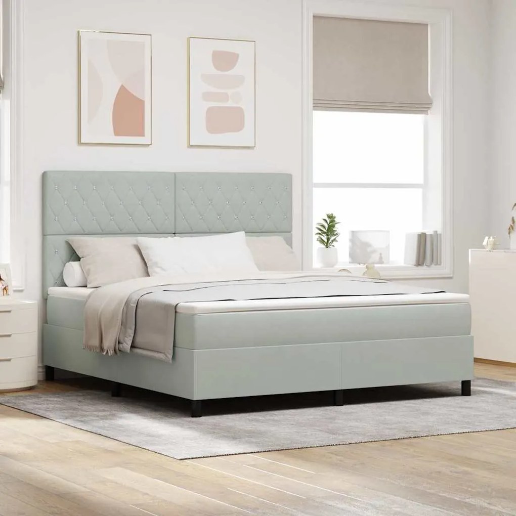 Postel s boxspringem s matrací Světle šedá 180 x 200 cm samet 3339782