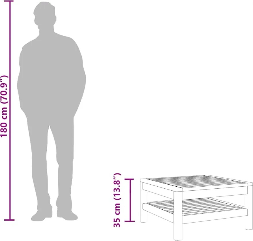 vidaxL Konferenční stolek 65 x 65 x 35 cm masivní akáciové dřevo 316292