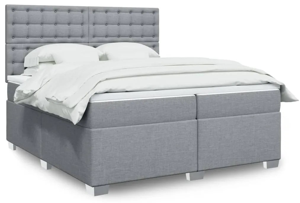 Box spring postel s matrací světle šedá 200 x 200 cm textil 3290609