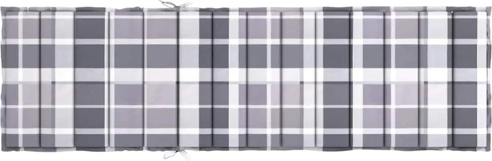 Poduška na lehátko šedá károvaná 200x50x3 cm oxfordská látka 314202