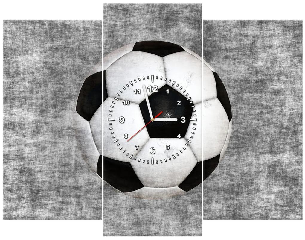 Gario Obraz s hodinami Fotbalový míč - 3 dílný Rozměry: 80 x 40 cm