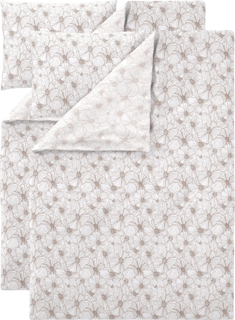 Livarno® Sada ložního povlečení z jemného flanelu, 140 x 200 cm, 70 x 90 cm, 2dílná, květiny/bílá/šedá
