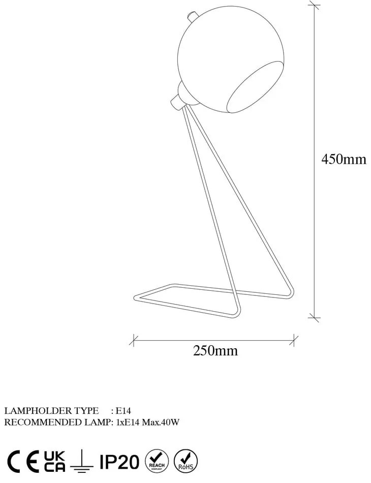 Stolní lampa v měděné barvě s kovovým stínidlem (výška 45 cm) Oala – Opviq lights