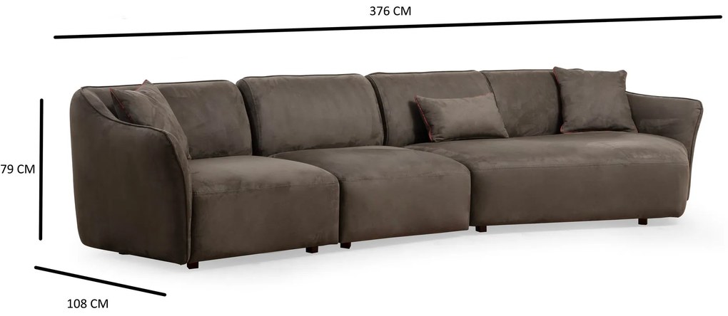 Hanah Home Čtyřmístná pohovka MENTIS hnědá 376 cm
