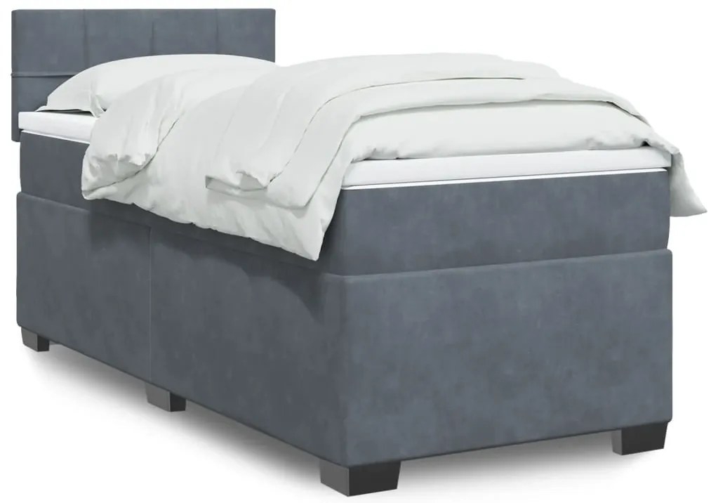 Box spring postel s matrací tmavě šedá 100x200 cm samet 3288535