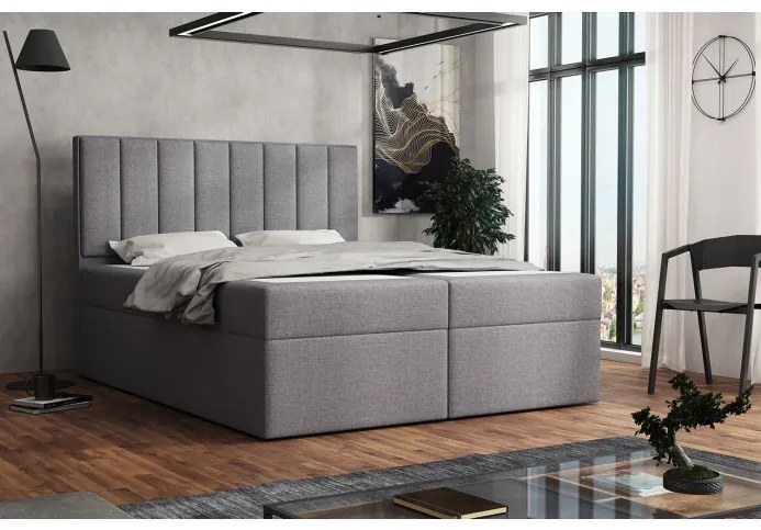 Čalouněná postel boxspring 160x200 SAMANTA - šedá 1