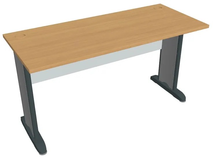 Stůl pracovní rovný 140 cm hl. 60 cm - Hobis Cross CE 1400 Dekor stolové desky: buk, Dekor lamino podnože: šedá, Barva nohou: černá