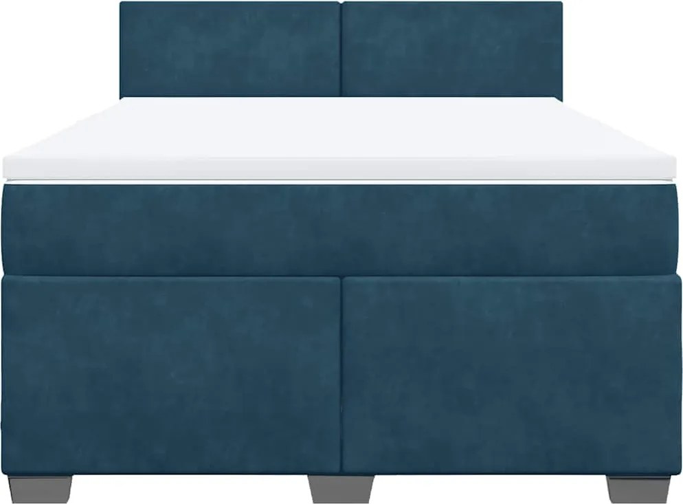 Box spring postel s matrací tmavě modrá 140x200 cm samet 3286328