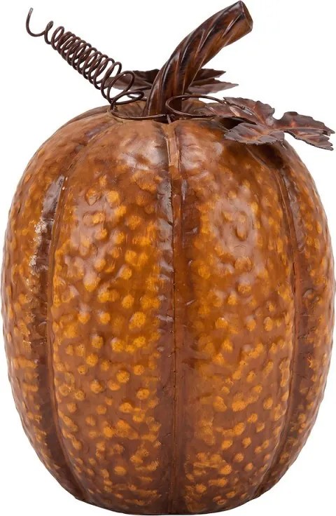 Oranžová antik kovová dekorace dýně Pumpkin Rust - Ø 18*25 cm