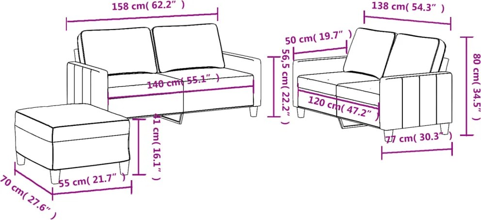 3dílná sedací souprava s poduškami světle žlutá textil 3201457