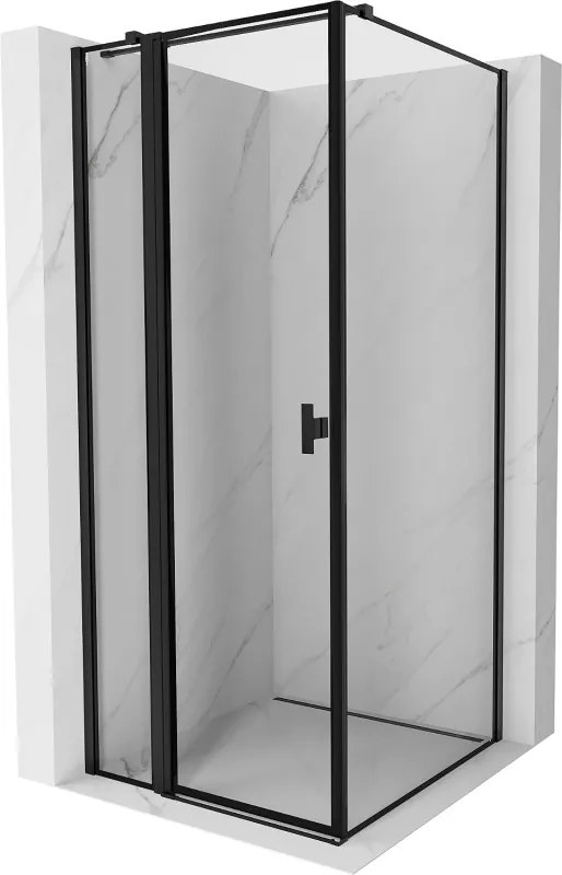 Mexen Mist T, sprchový kout s křídlovými dveřmi, levý, 80 x 80 cm, 8mm čiré sklo, černý profil, 8A4T-080-080-70-70-L