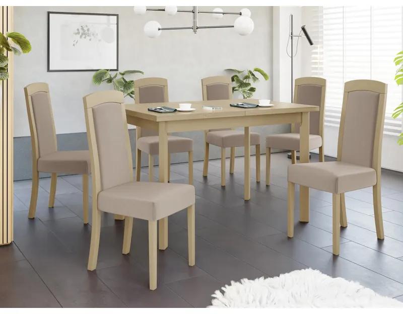 Rozkládací stůl se 6 židlemi - AL26, Barva dřeva: sonoma-L, Potah: Soro 28