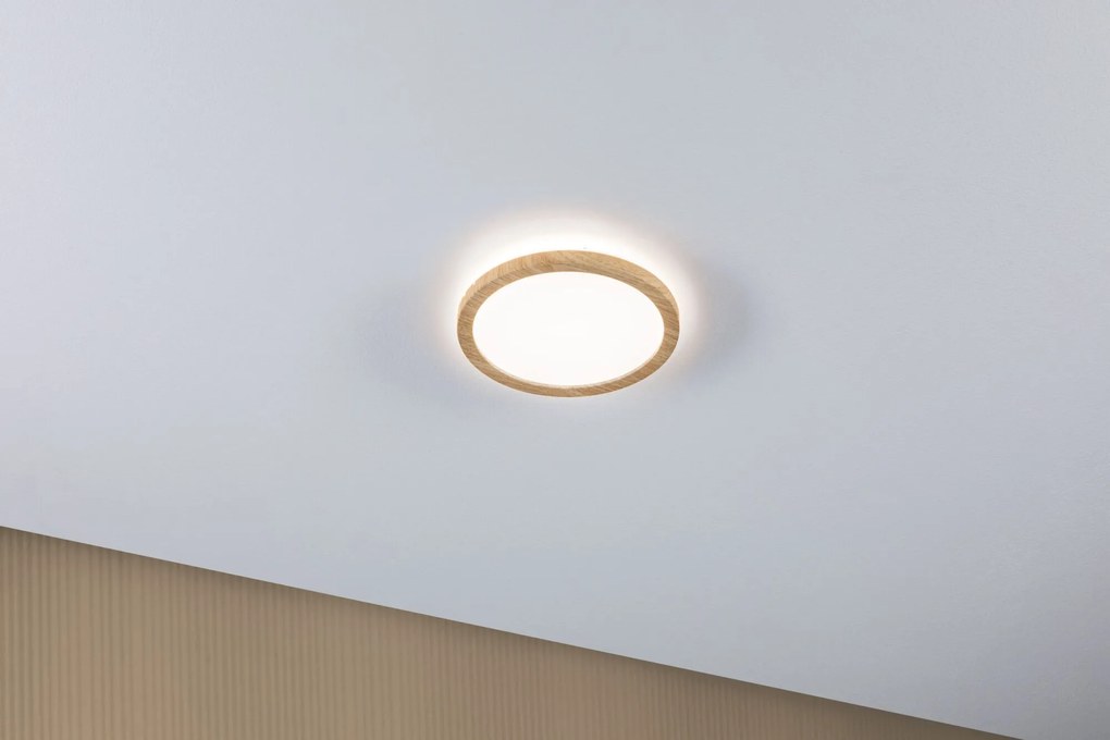 Paulmann 71032 Atria Shine, stropní svítidlo s korónou, 11,2W LED 4000K, průměr 19cm, dřevěný vzhled, IP44