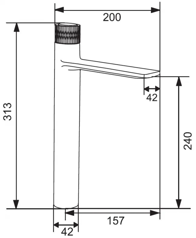 Mexen Zero+ vysoká umyvadlová baterie, Černá - 71610-70