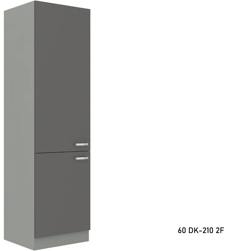 Expedo Kuchyňská skříňka vysoká GRISS 60 DK-210 2F, 60x210x57, šedá/šedá lesk