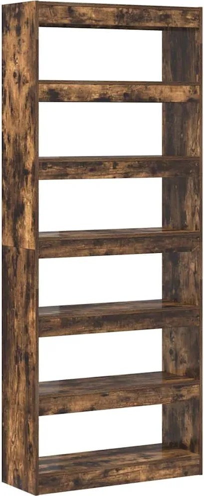 Knihovna 6 úrovní 80 x 30 x 198 cm Kompozitní dřevo Kouřový dub 3333920