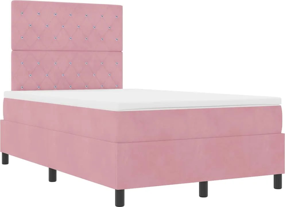 Postel s boxspringem s matrací s čelo Růžová 120 x 200 cm samet 3339763