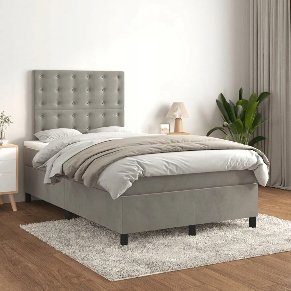 Box Spring Postel S Matrací Samet tlačítka 120 x 200 cm