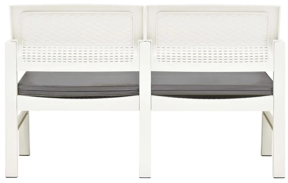 2místná zahradní lavice s poduškami 120 cm plast bílá - Default Title