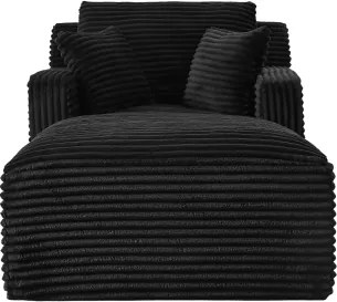 Aosom Moderní manšestrové lounge křeslo, pohodlná rozkládací pohovka/ležící křeslo, vhodné do obývacího pokoje a kanceláře, 100D x 166Š x 72V cm, čer…