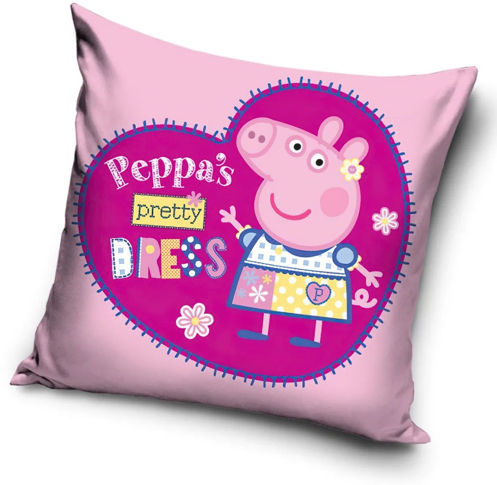 Carbotex dětský polštář PRASÁTKO PEPINA (PEPPA) MODELKA, růžový, 40x40cm