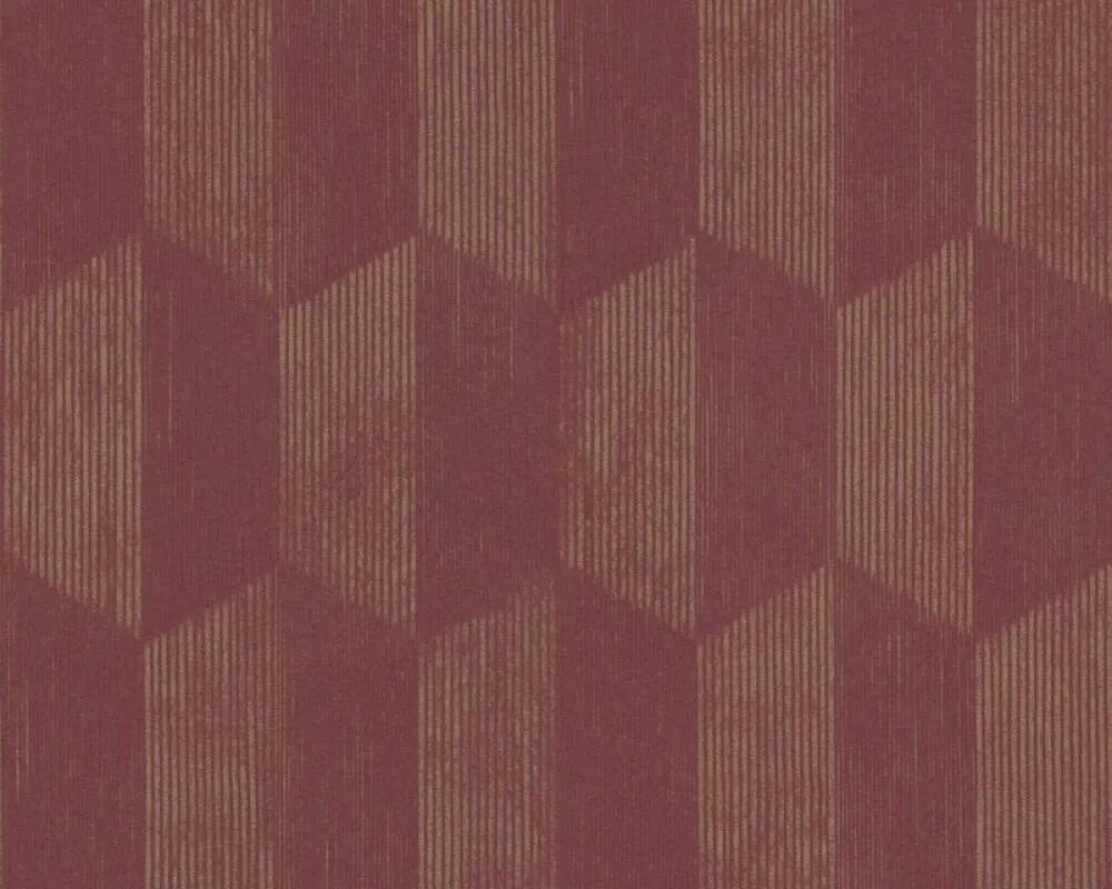 Vliesová 3D tapeta grafická červená, zlatá 385925 / Tapety na zeď 38592-5 Geo Effect (0,53 x 10,05 m) A.S.Création