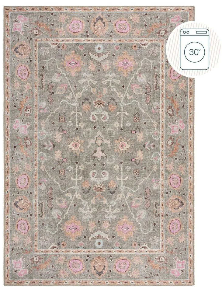 Světle zelený pratelný koberec 152x230 cm Una Floral – Flair Rugs