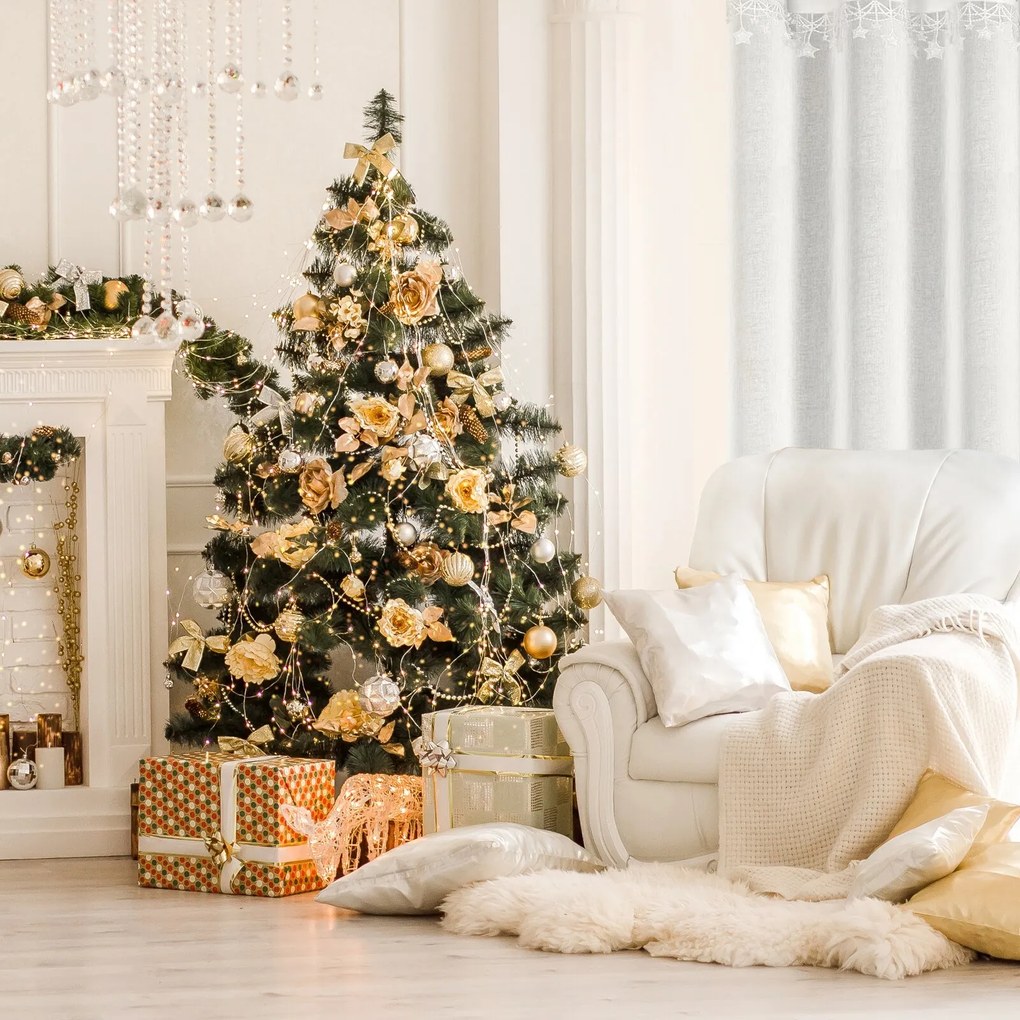 EUROFIRANY VÁNOČNÍ ZÁCLONA NA KROUŽCÍCH XMAS 140X250 HVĚZDY