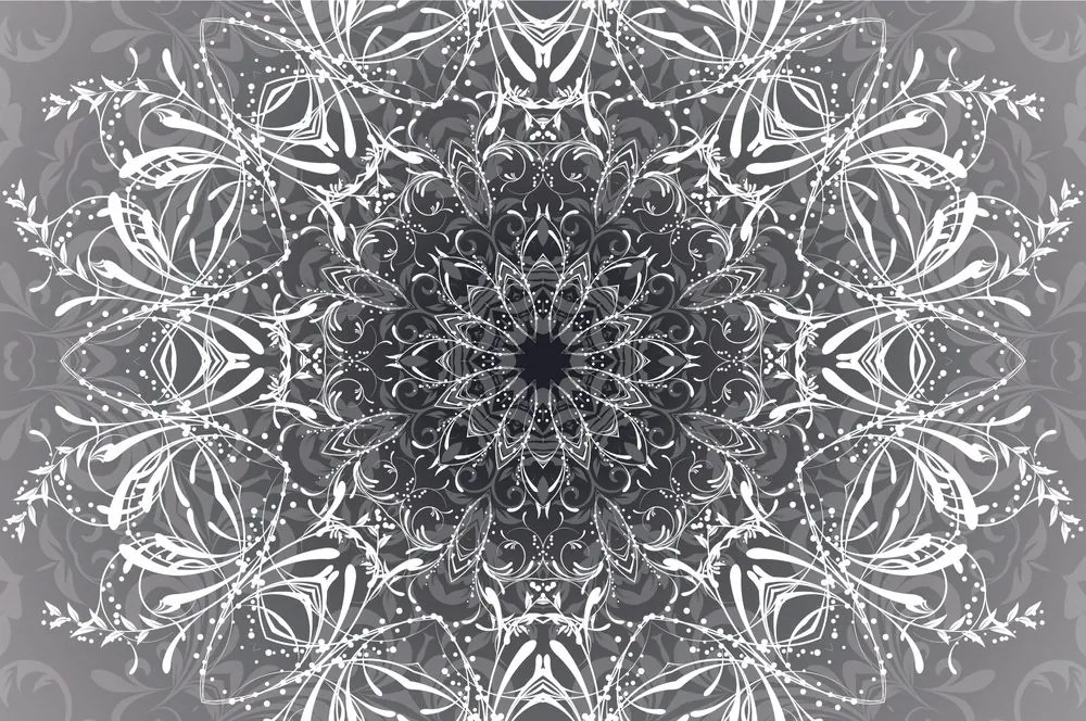Tapeta černobílá mandala - 150x100 cm