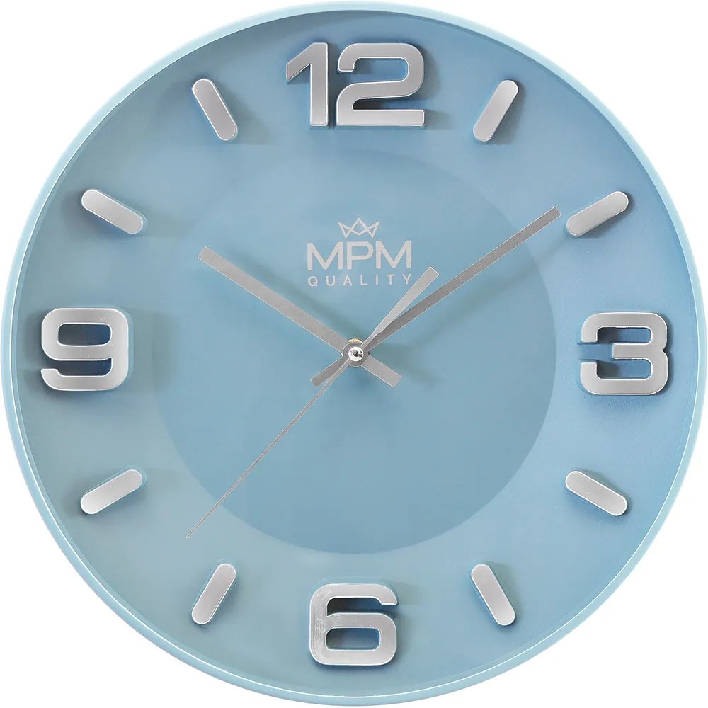 MPM Nástěnné plastové modré hodiny E01.4454.30
